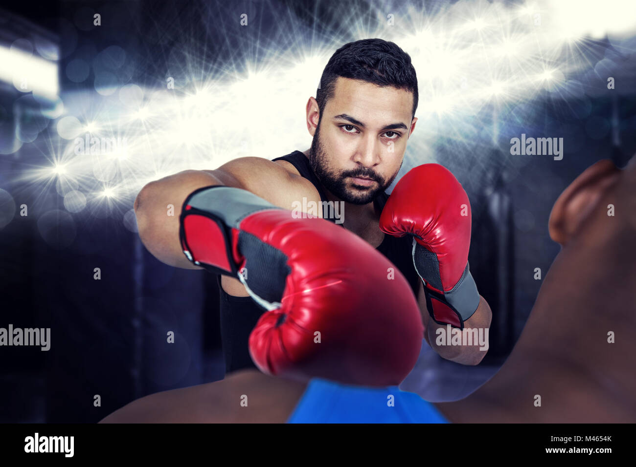 Composite image of boxing coach with his fighter Stock Photo - Alamy