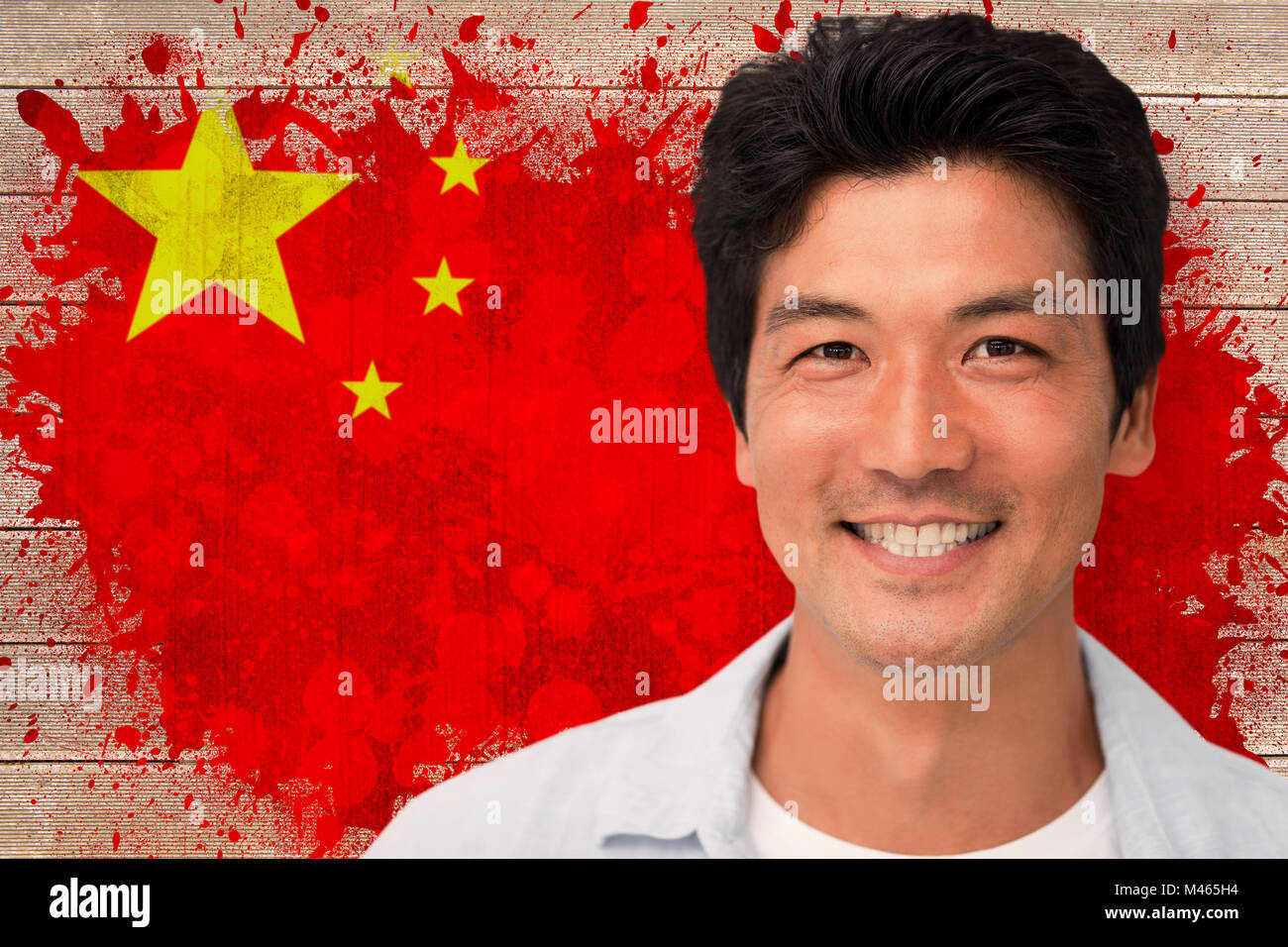 Composite image of smiling asian businesswoman pointing Stock Photo - Alamy