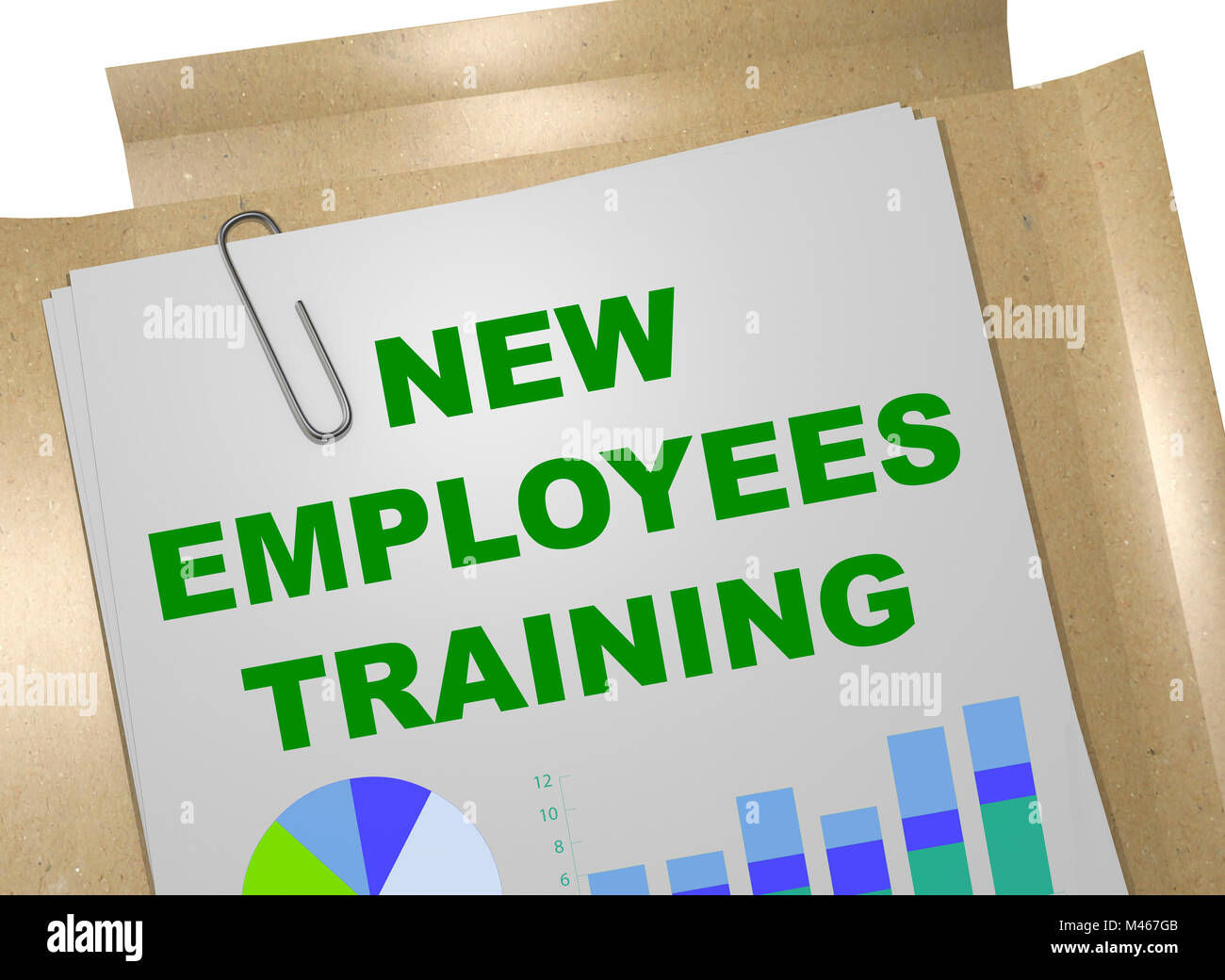 3D illustration of NEW EMPLOYEES TRAINING title on business document ...