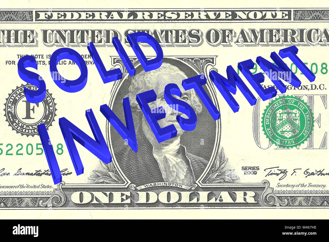 3D illustration of SOLID INVESTMENT title on Dollar bill as a ...