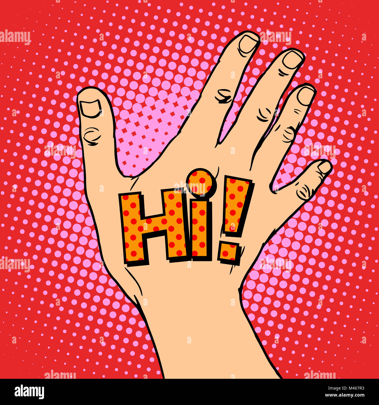 Human hand greeting hi Stock Photo - Alamy