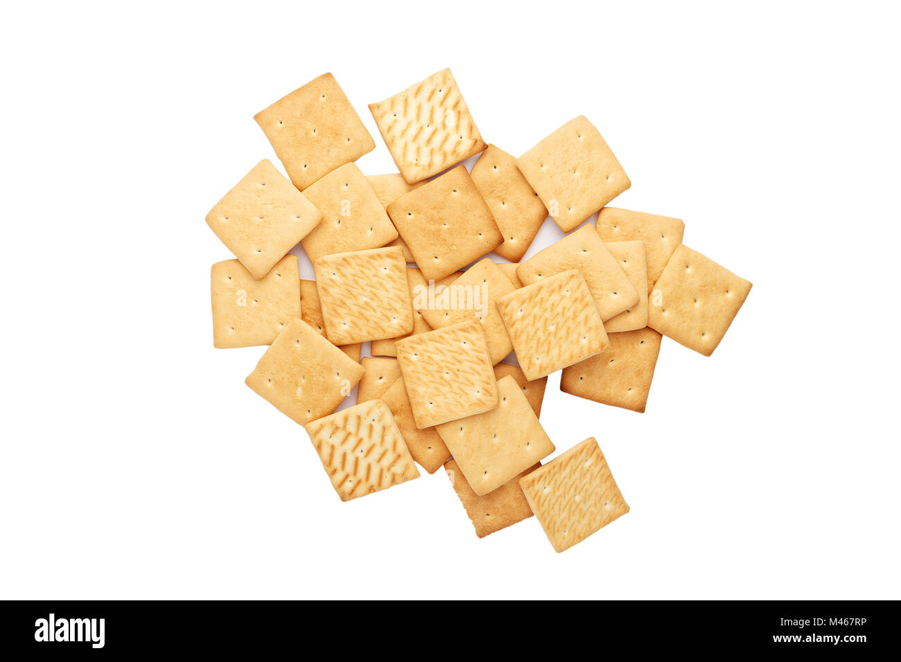 light breakfast, crackers lined up in two rows, isolated on white ...