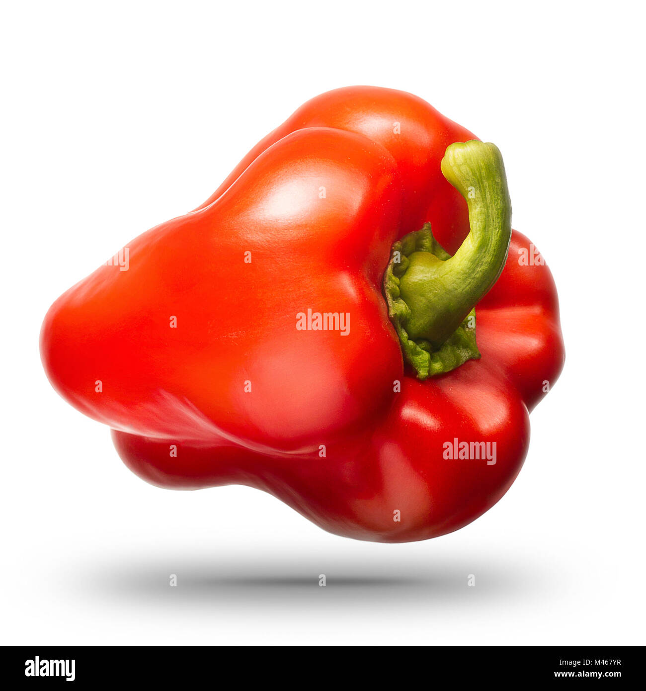 Single sweet red pepper isolated on white background with clipping path ...