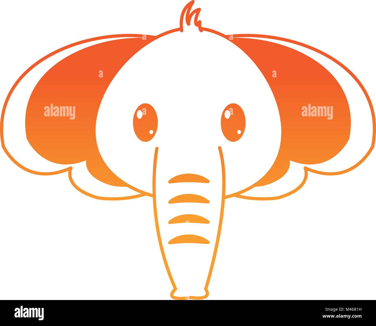 orange line elephant head cute animal character Stock Vector Image ...