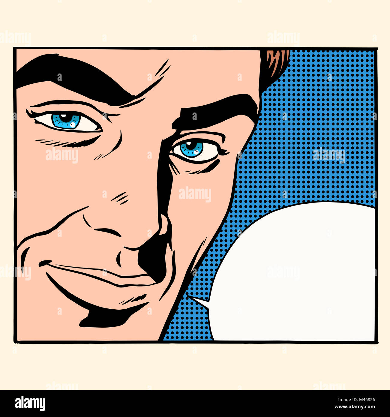 Face beautiful men comic bubble Stock Photo - Alamy