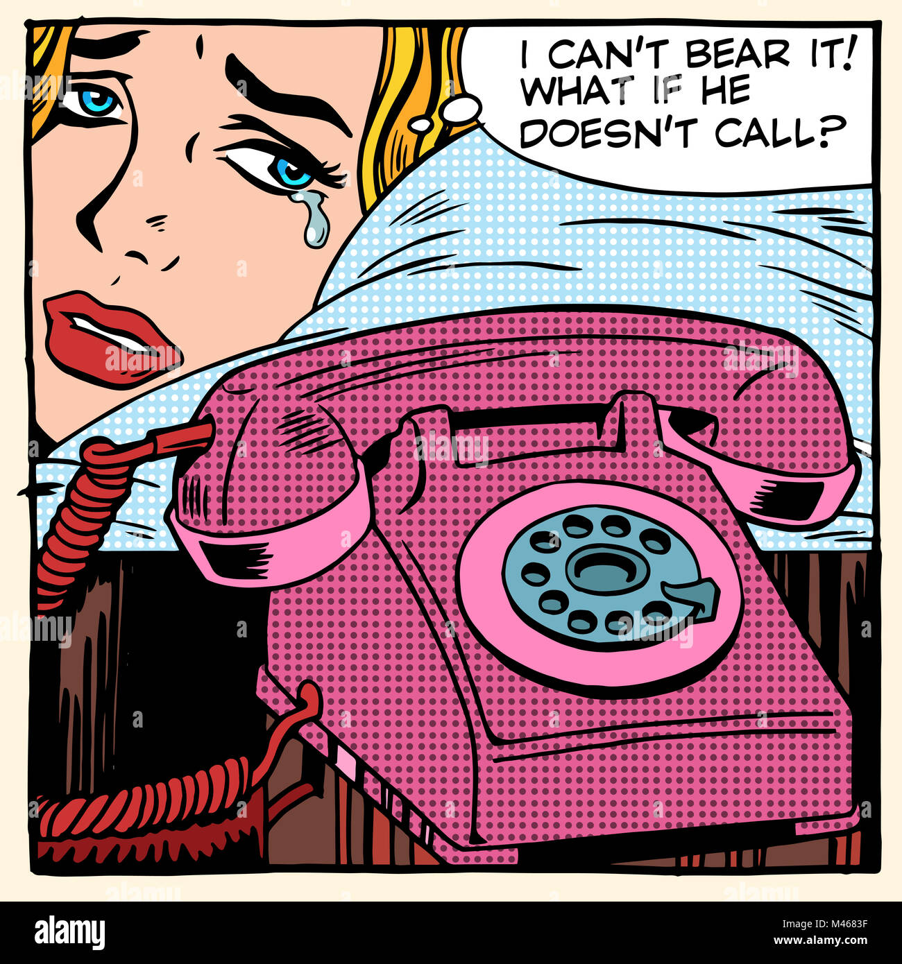 The woman is crying and waiting for a call Stock Photo - Alamy