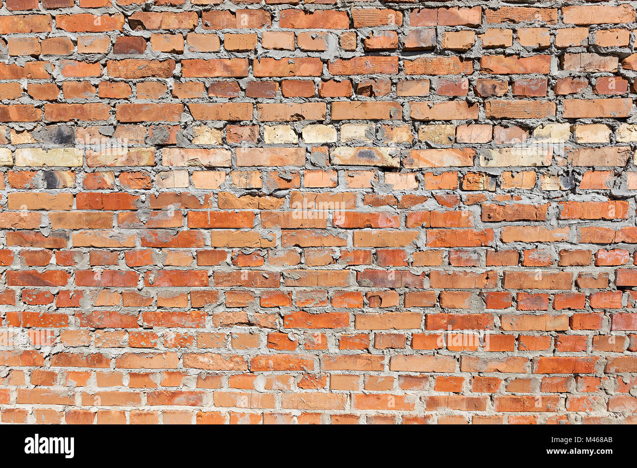 Old wall made of bricks with cement. reddish brick Stock Photo - Alamy