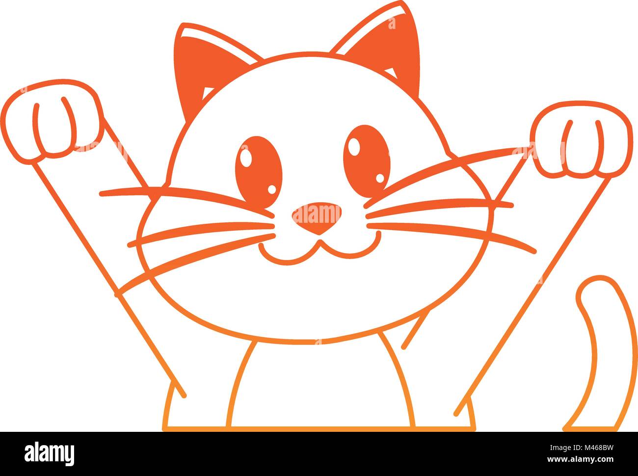 orange line cat cute animal with hands up Stock Vector Image & Art - Alamy