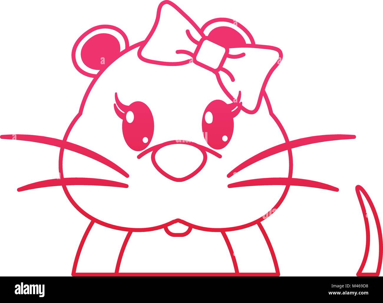 fucsia line adorable female mouse cute animal Stock Vector Image & Art ...