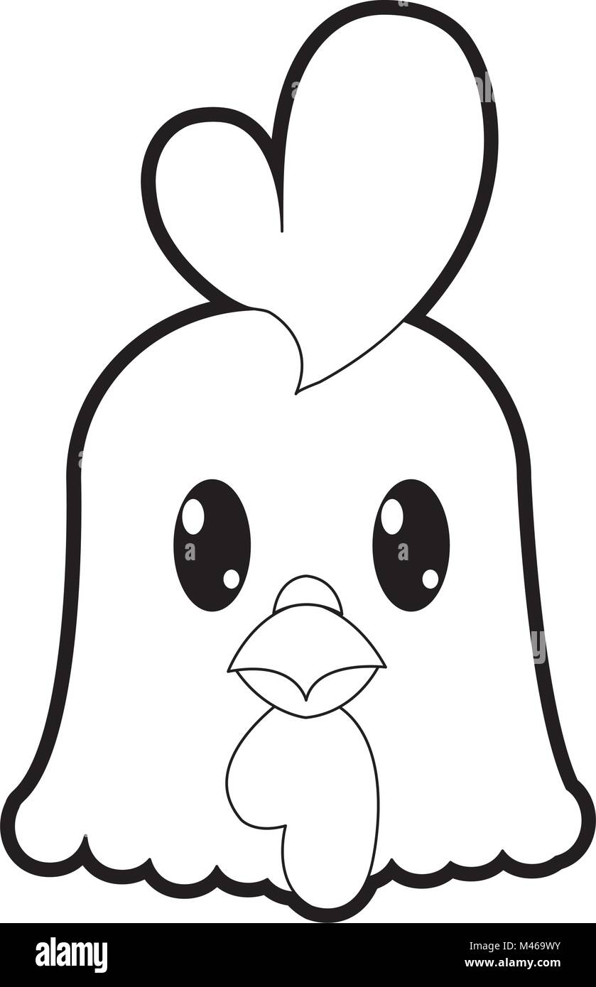 outline rooster head cute animal character Stock Vector Image & Art - Alamy