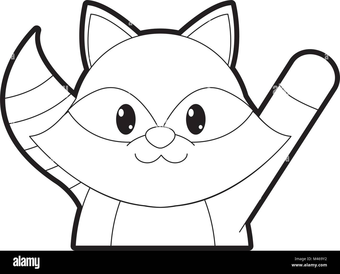 outline raccoon cute animal with hand up Stock Vector Image & Art - Alamy