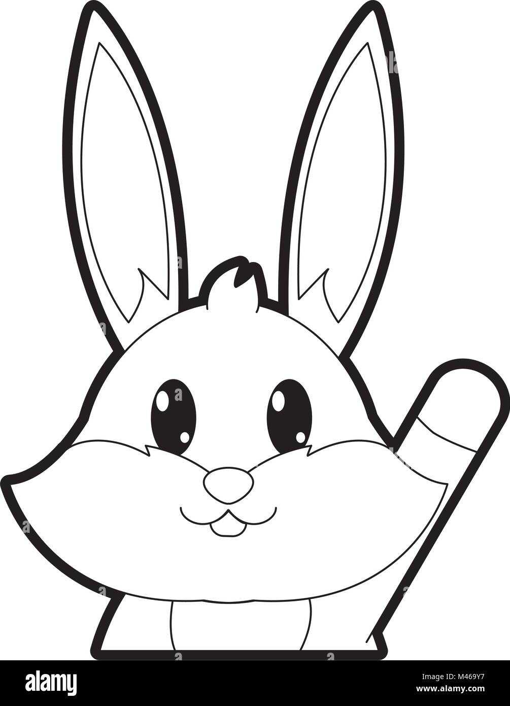 outline adorable rabbit cute animal character Stock Vector Image & Art ...
