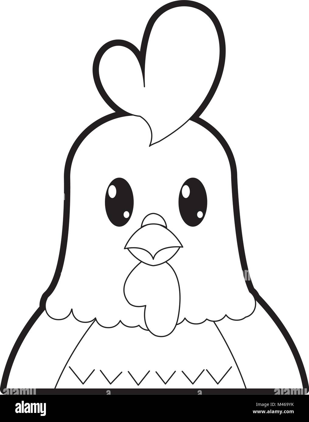 outline adorable rooster cute animal character Stock Vector Image & Art ...