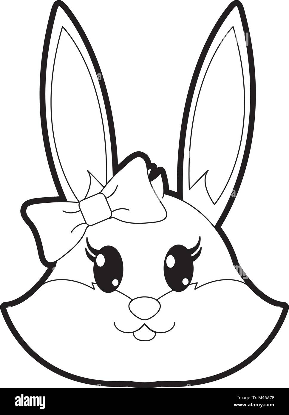 outline female rabbit head cute animal Stock Vector Image & Art - Alamy