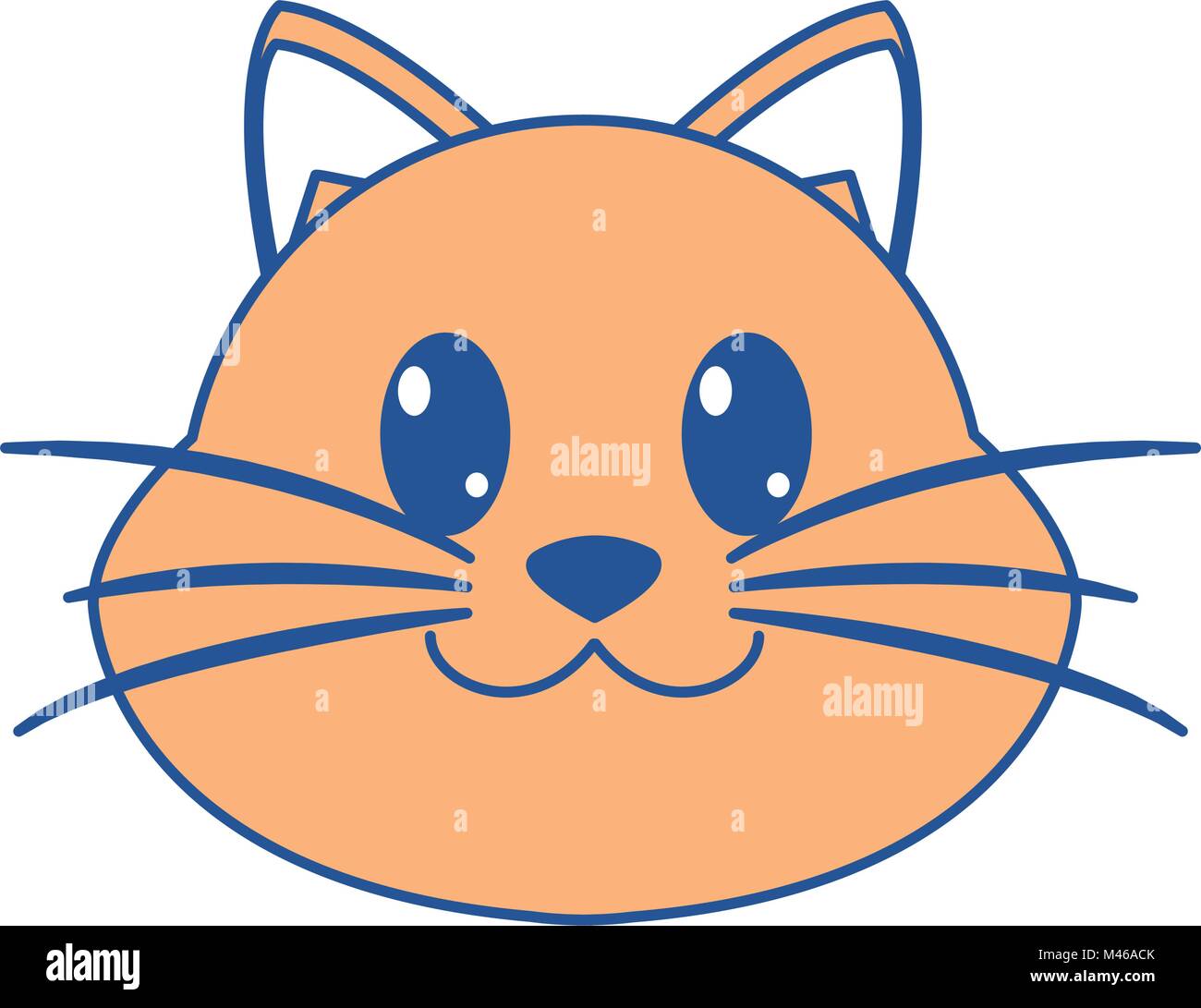 line color happy cat head cute animal character Stock Vector Image ...