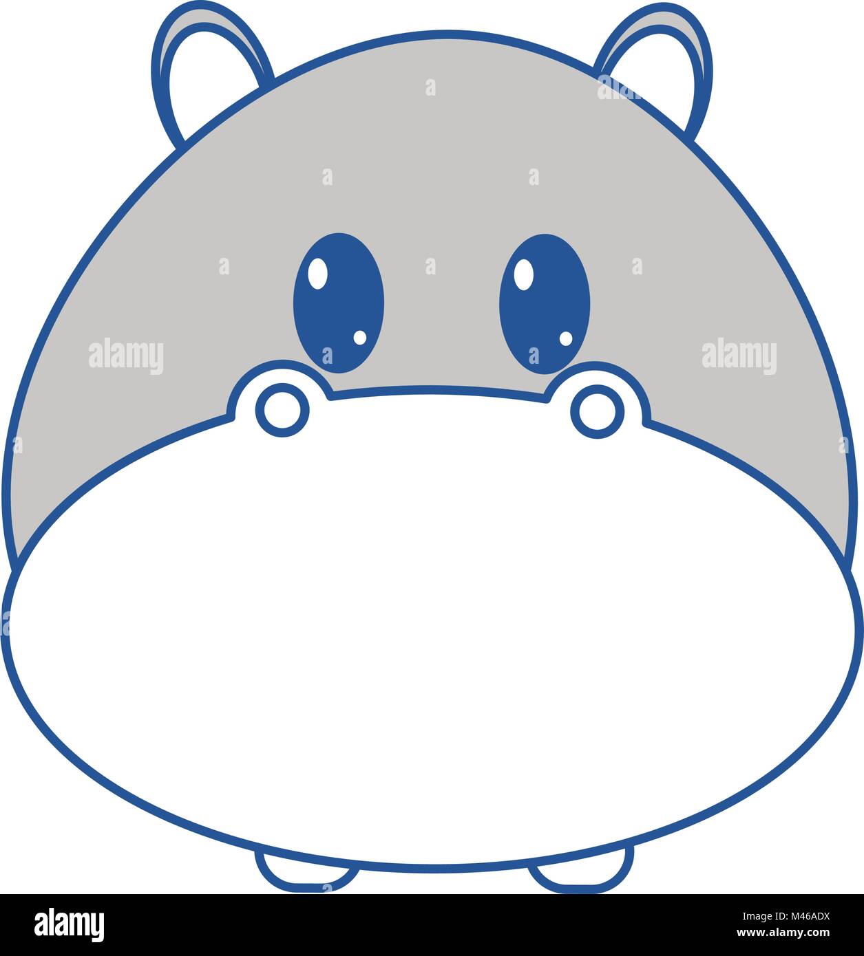line color hippopotamus head cute animal character Stock Vector Image ...