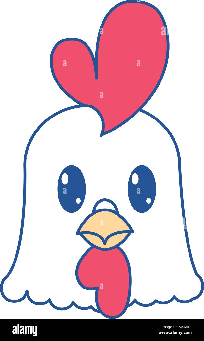line color rooster head cute animal character Stock Vector Image & Art ...