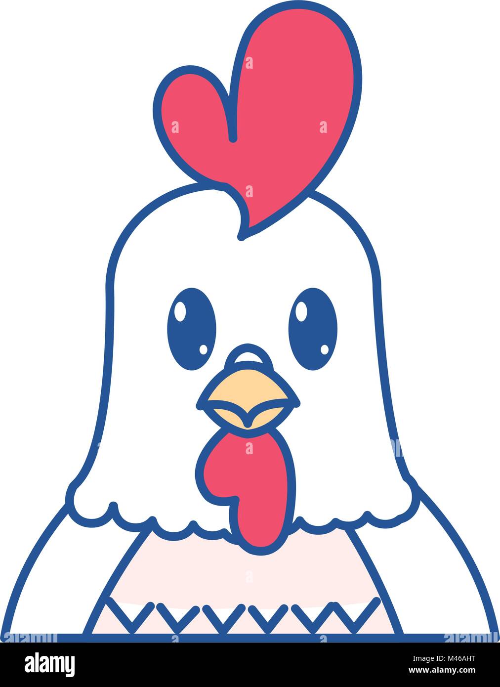 line color adorable rooster cute animal character Stock Vector Image ...