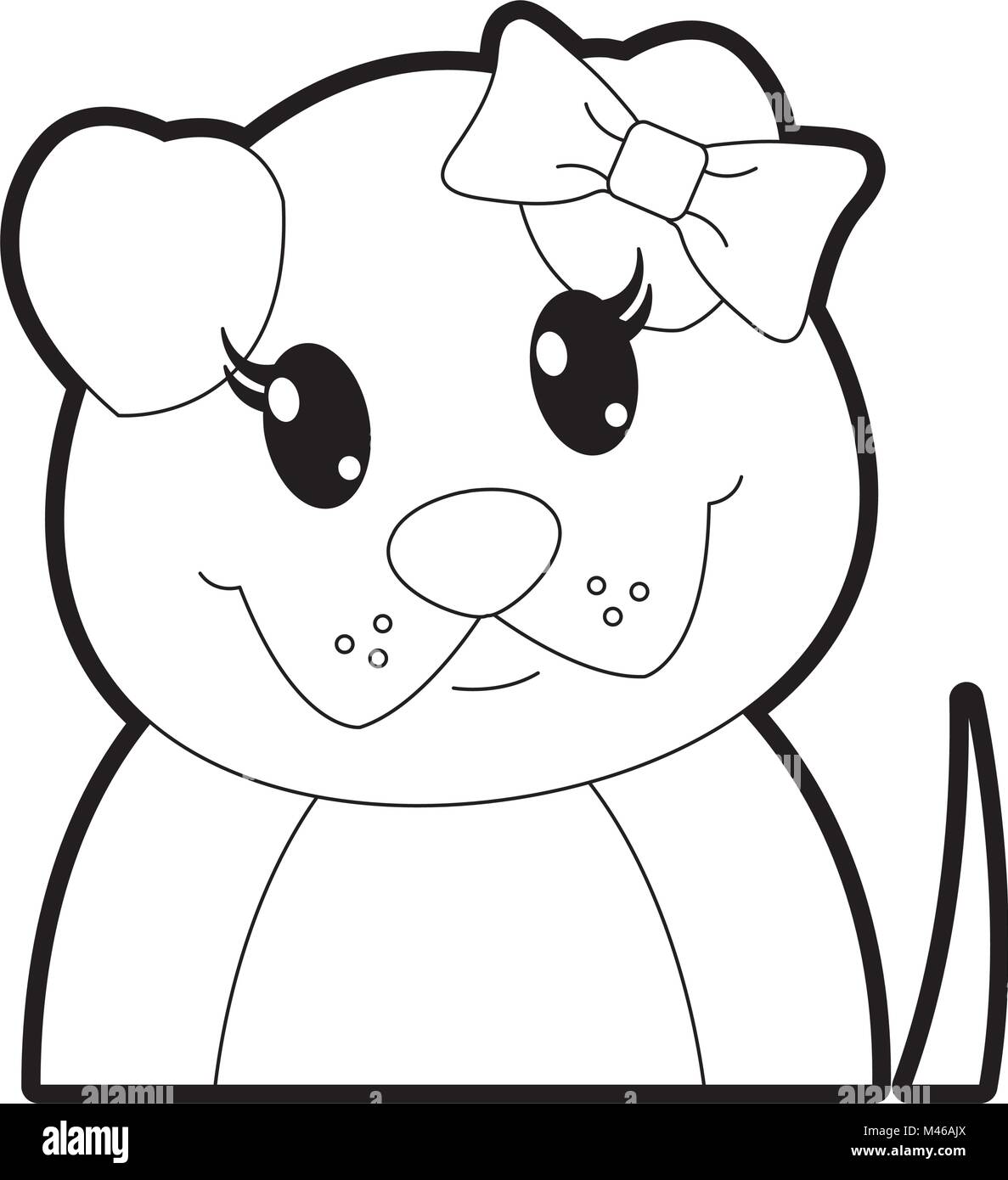 outline adorable female dog cute animal Stock Vector Image & Art - Alamy