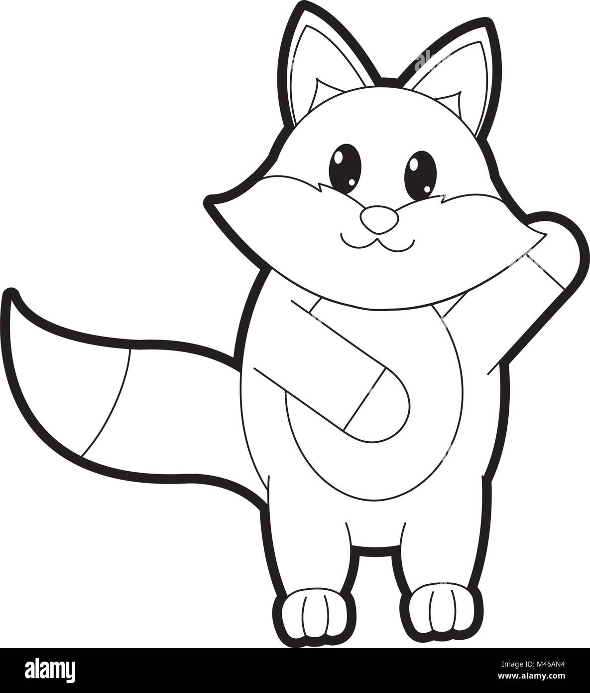 outline adorable fox wild animal with hand up Stock Vector Image & Art ...
