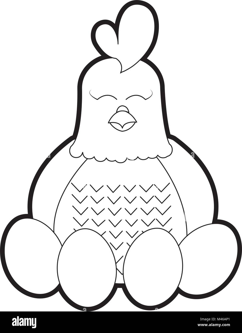 outline adorable hen farm animal with eggs Stock Vector Image & Art - Alamy
