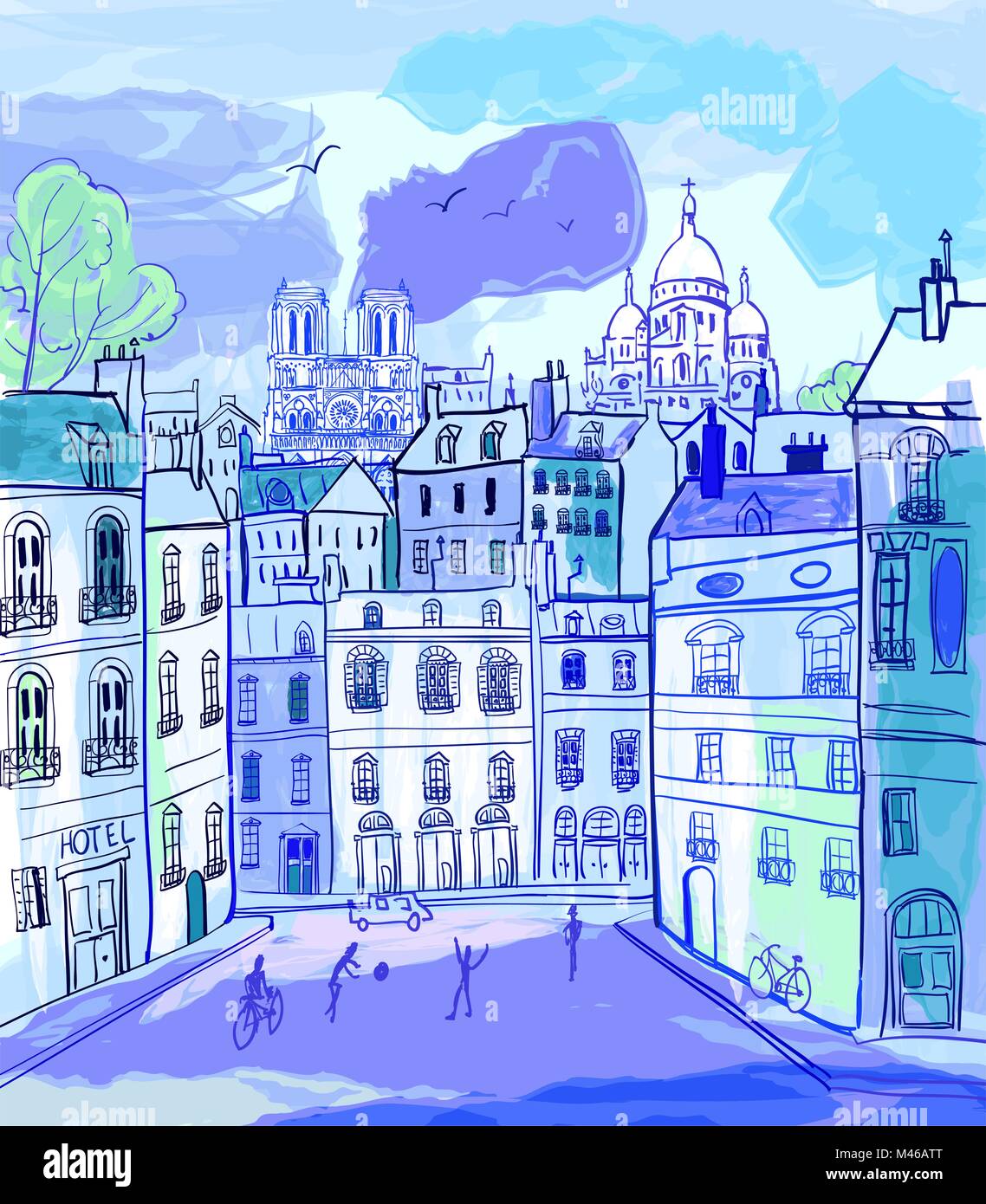 Roof of paris Stock Vector Images - Alamy