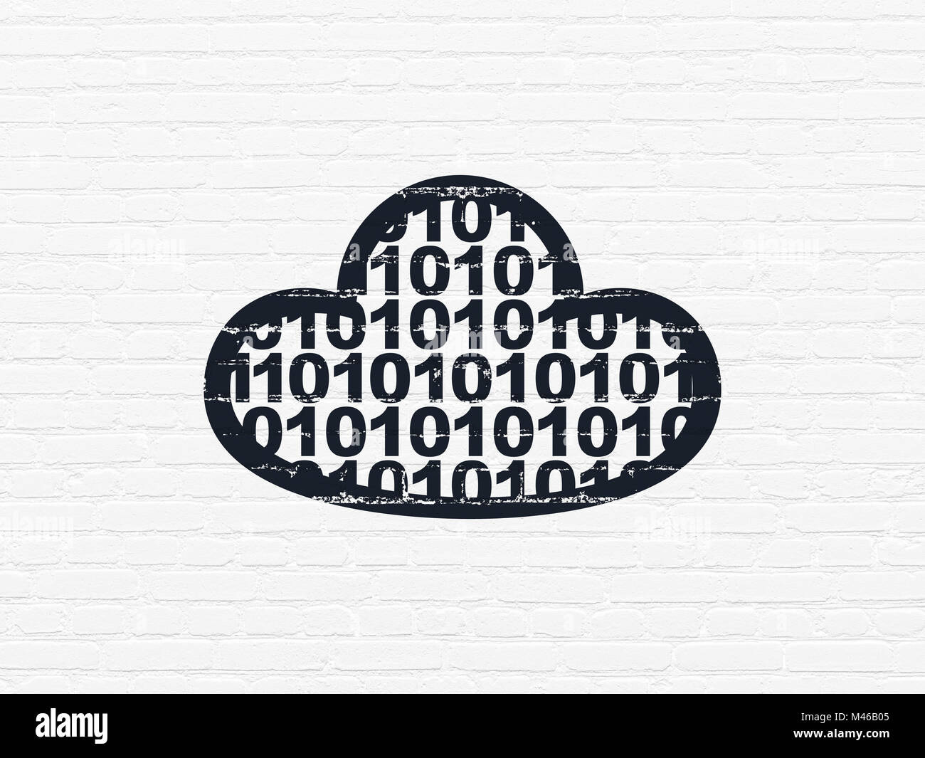 Cloud technology concept: Cloud With Code on wall background Stock ...