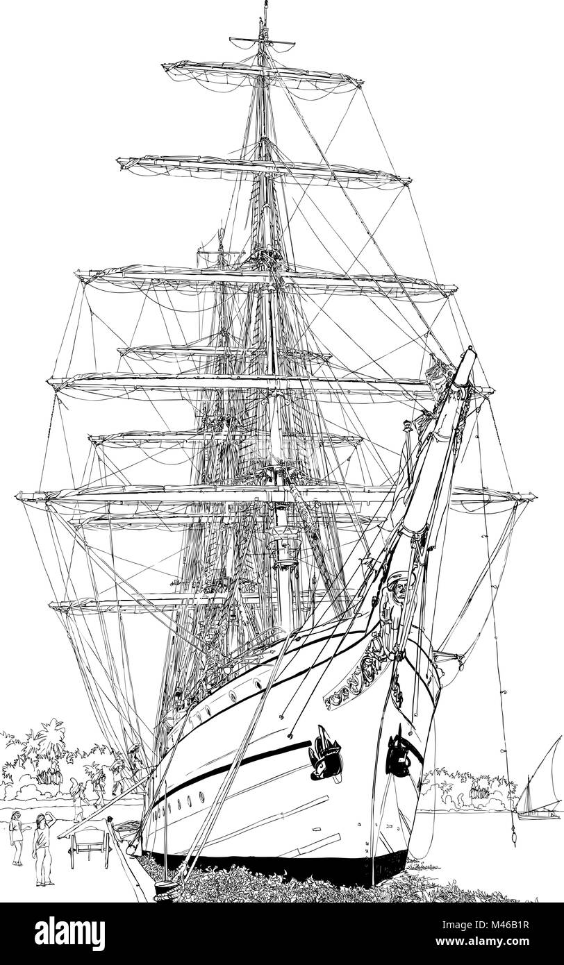 vector illustration of a sailing boat Stock Vector Image & Art - Alamy