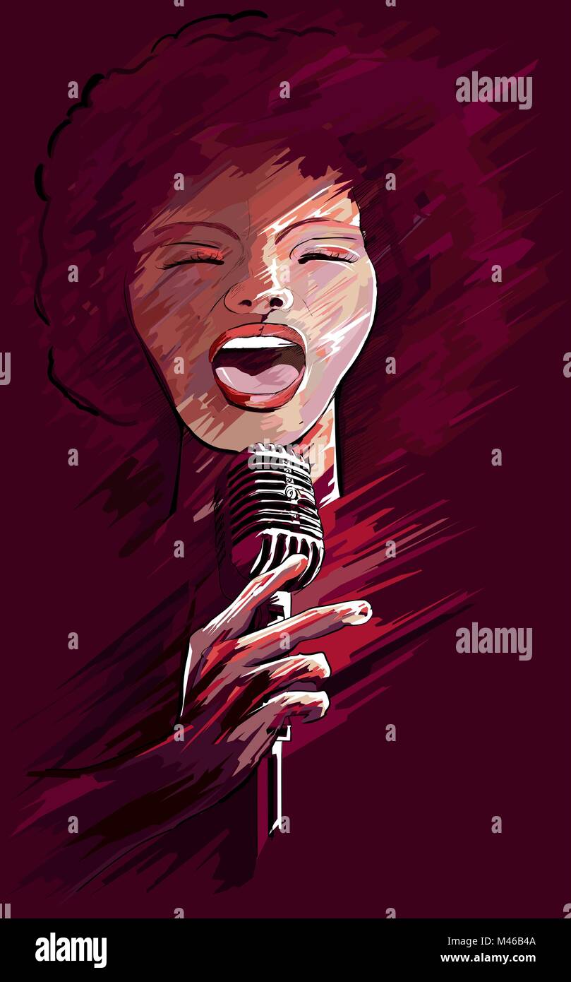 Vector illustration of an afro american jazz singer Stock Vector Image ...