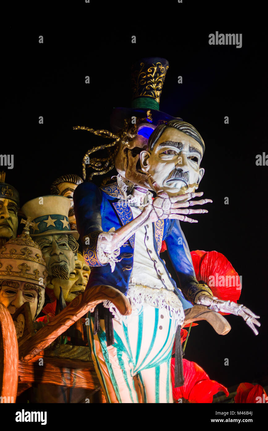 VIAREGGIO,ITALY-JAN.27: Giant float with a big statue with adolf hitler ...