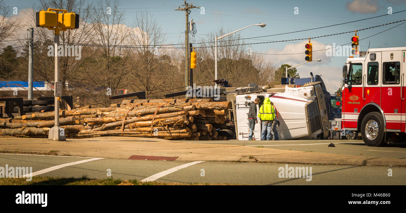 Logging truck overturned on North Carolina Highway with workers ...