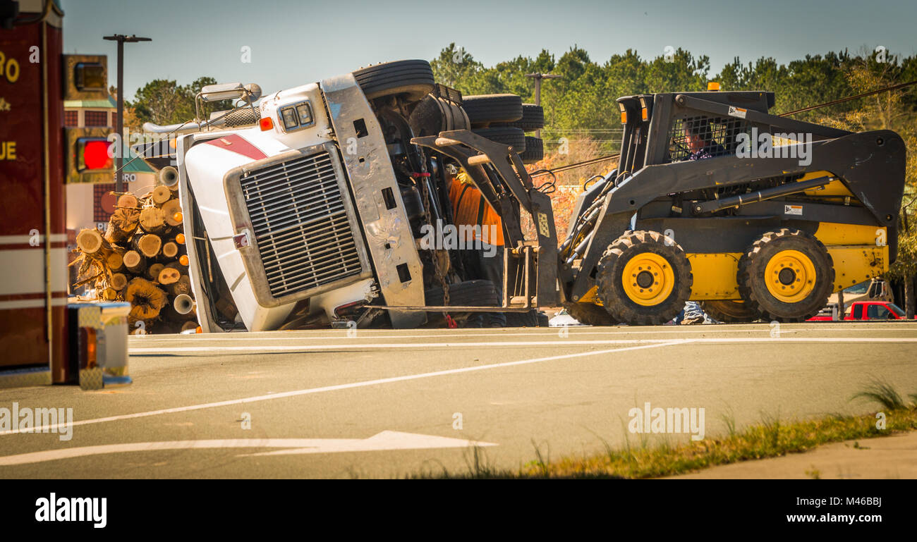 Logging truck overturned on North Carolina Highway with workers ...