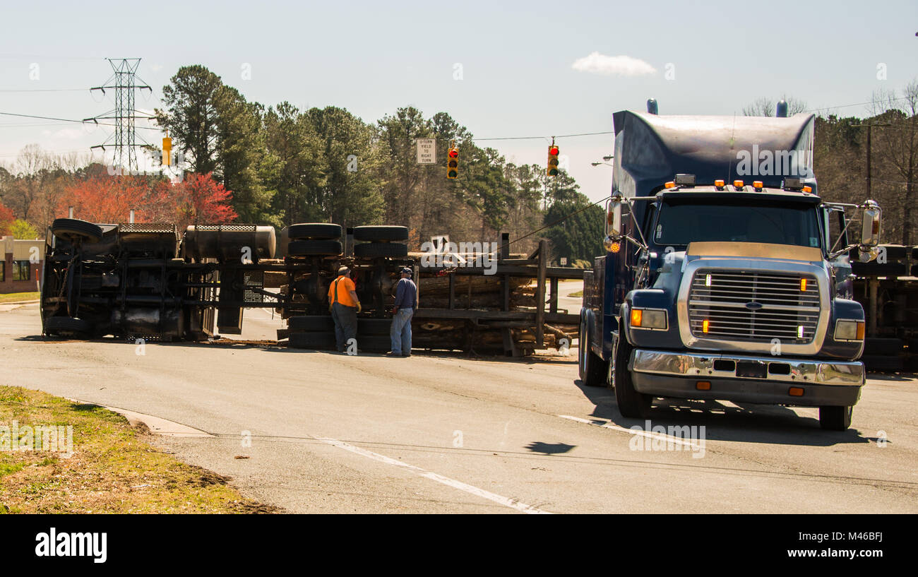 Logging truck overturned on North Carolina Highway with workers ...
