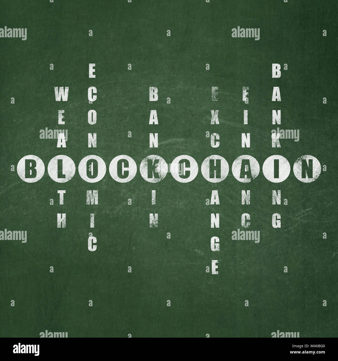 Banking concept: Blockchain in Crossword Puzzle Stock Photo - Alamy