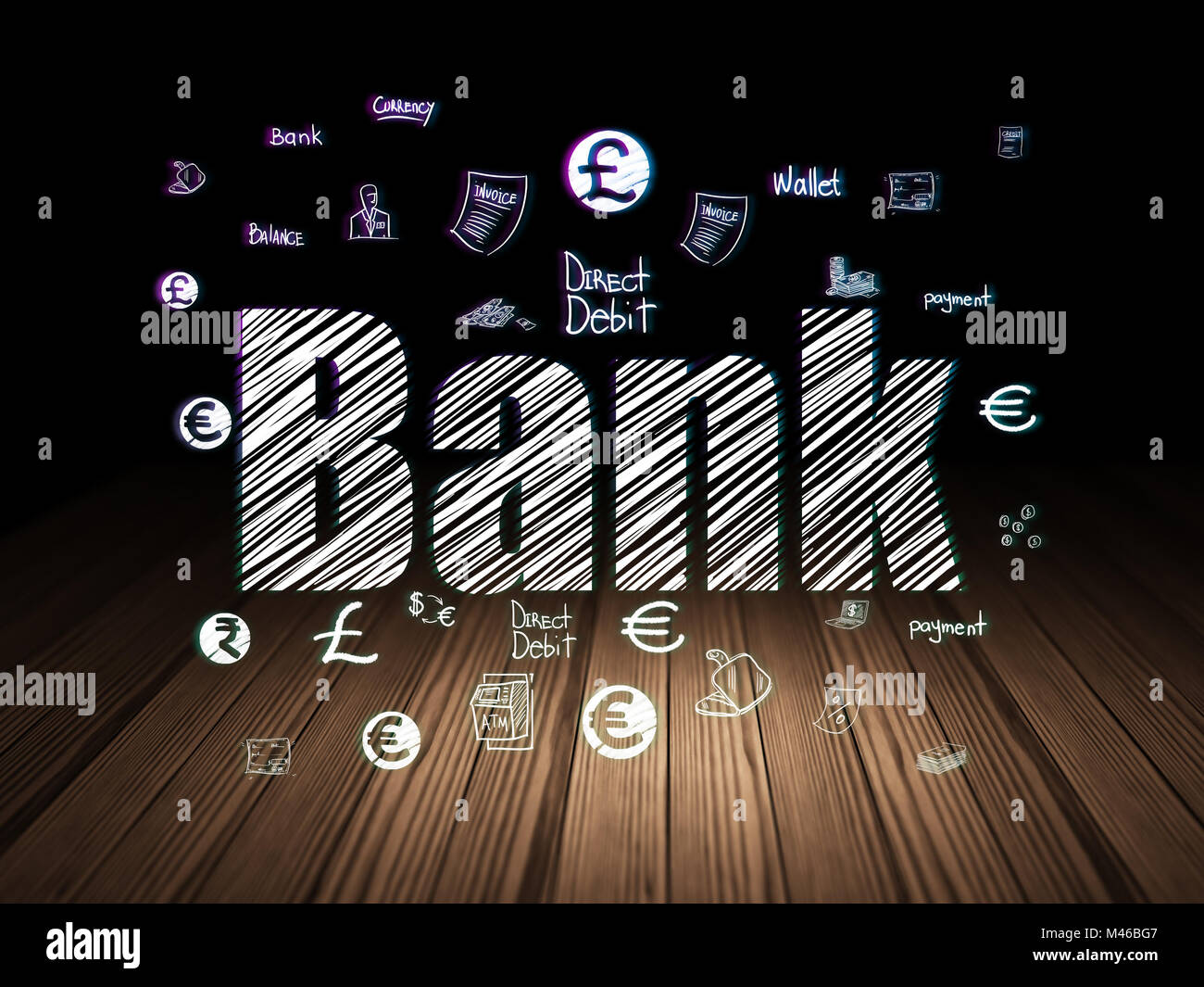 Banking concept: Bank in grunge dark room Stock Photo - Alamy