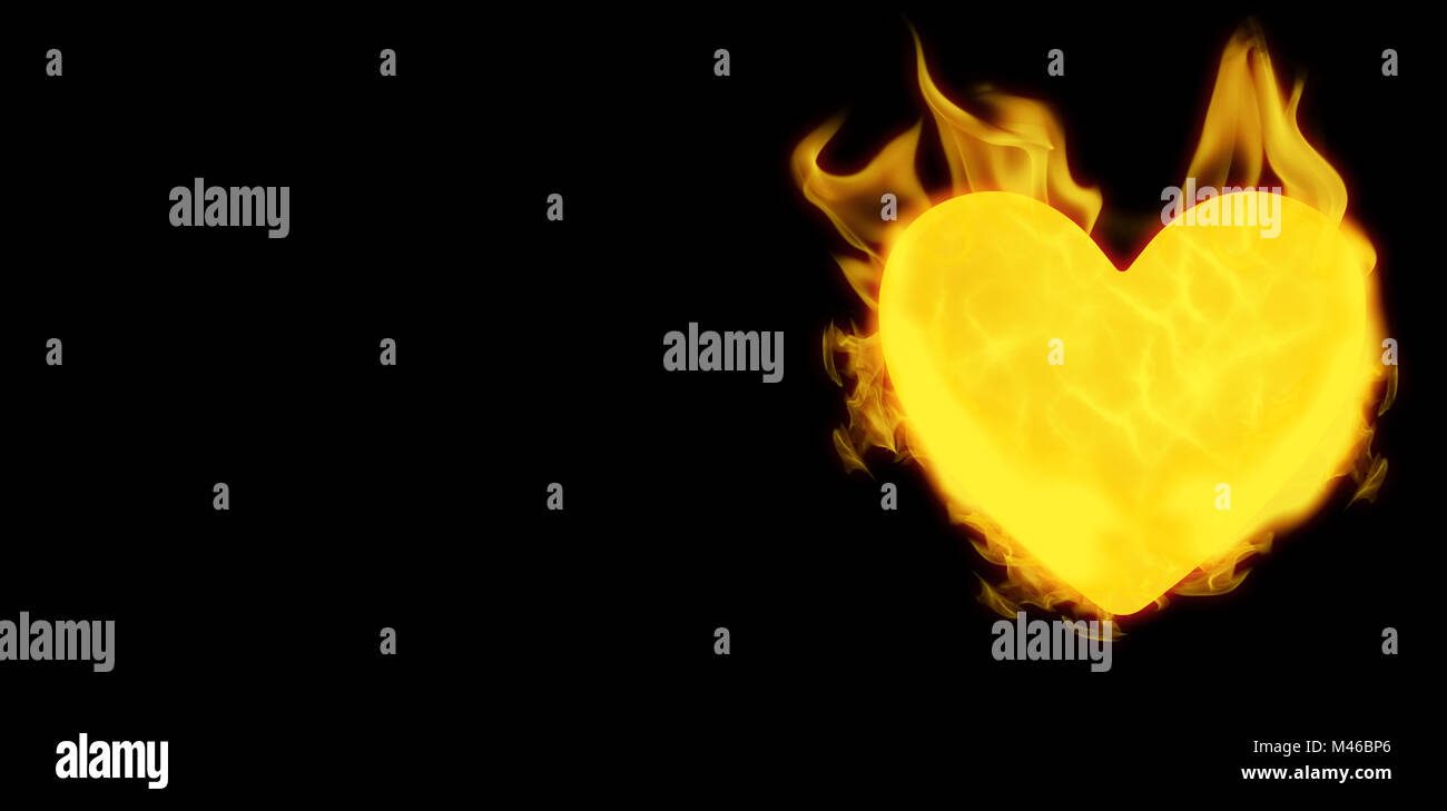 Composite image of filled heart with fire Stock Photo - Alamy