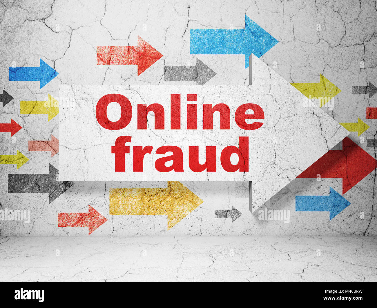 Safety concept: arrow with Online Fraud on grunge wall background Stock ...
