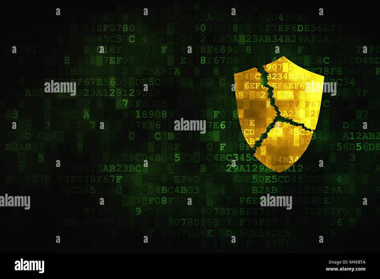 Privacy concept: Broken Shield on digital background Stock Photo - Alamy