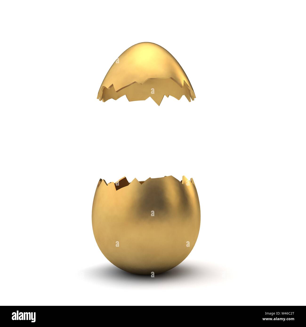 Gold luxury easter egg cracked open with copy space. 3D Rendering Stock ...