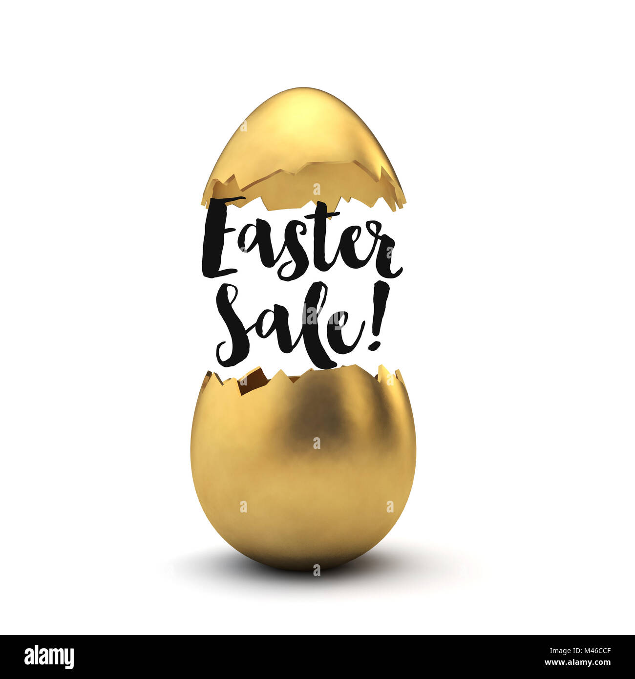Gold luxury easter egg cracked open. 3D Rendering Stock Photo - Alamy