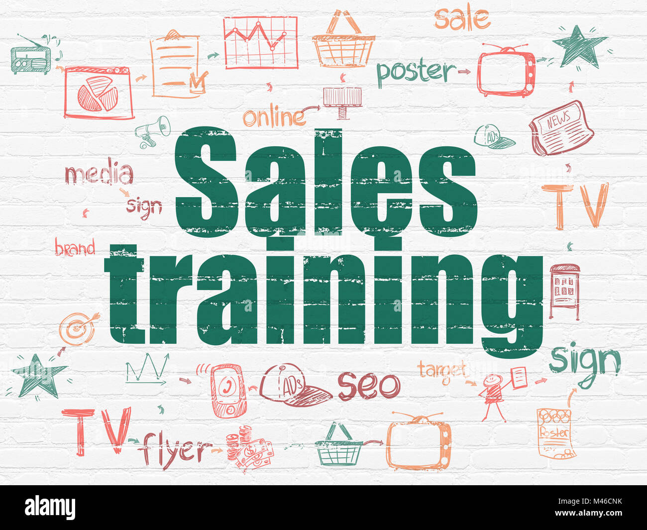 Marketing concept: Sales Training on wall background Stock Photo - Alamy