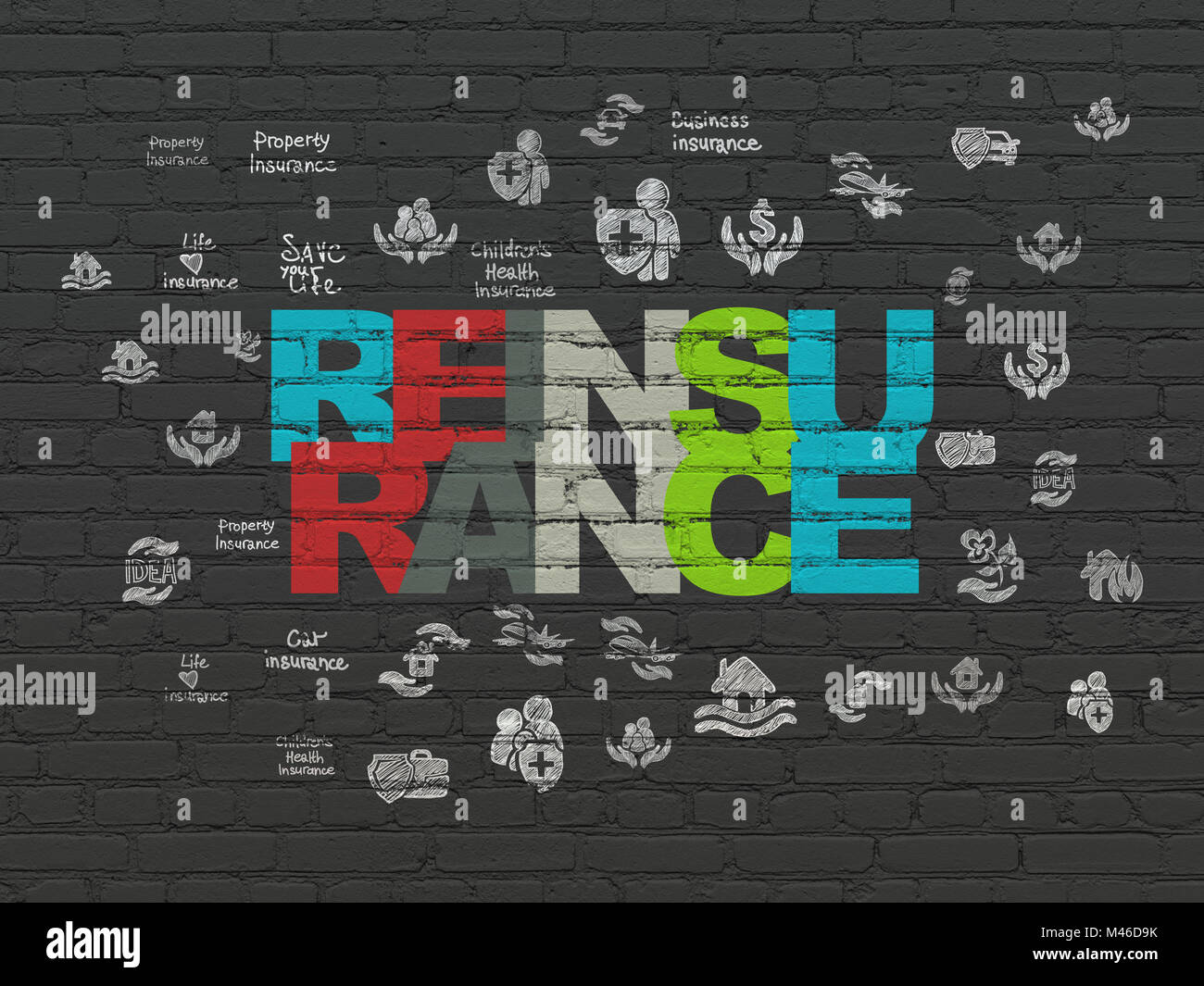Insurance concept: Reinsurance on wall background Stock Photo - Alamy