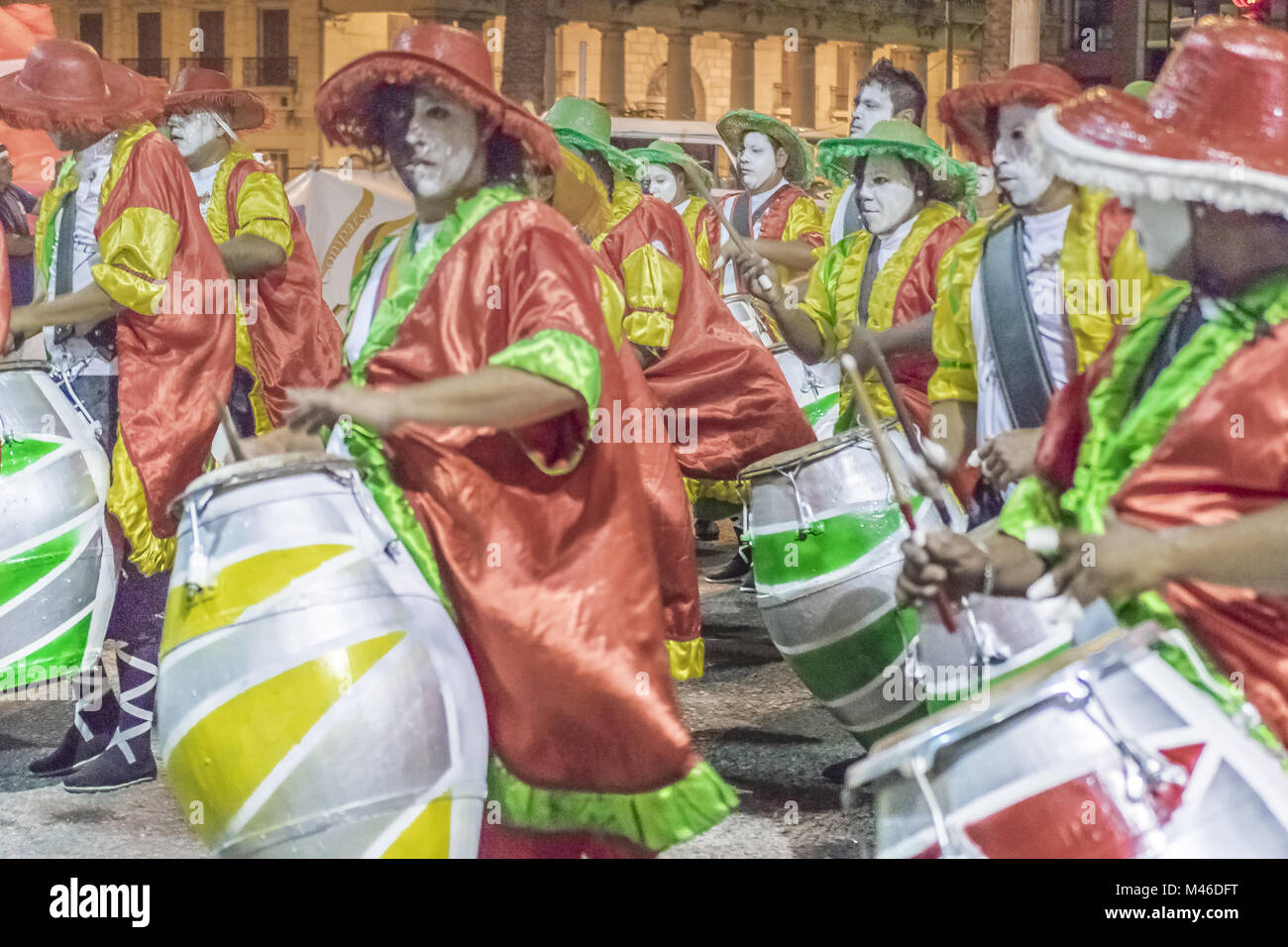 Group of Candombe Drummers at Carnival Parade of Uruguay Stock Photo ...