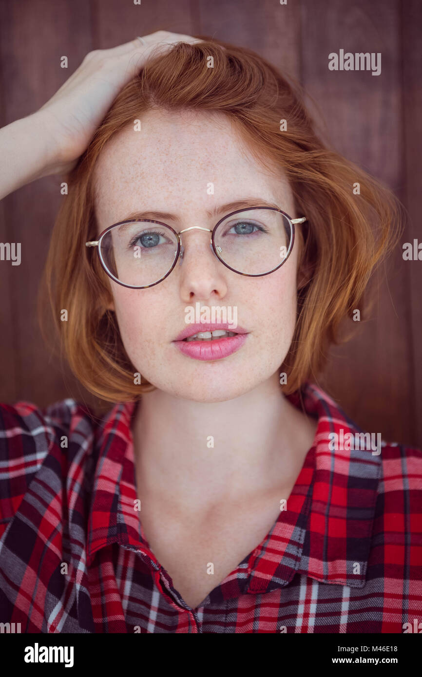 beautiful hipster woman staring into the camera Stock Photo - Alamy