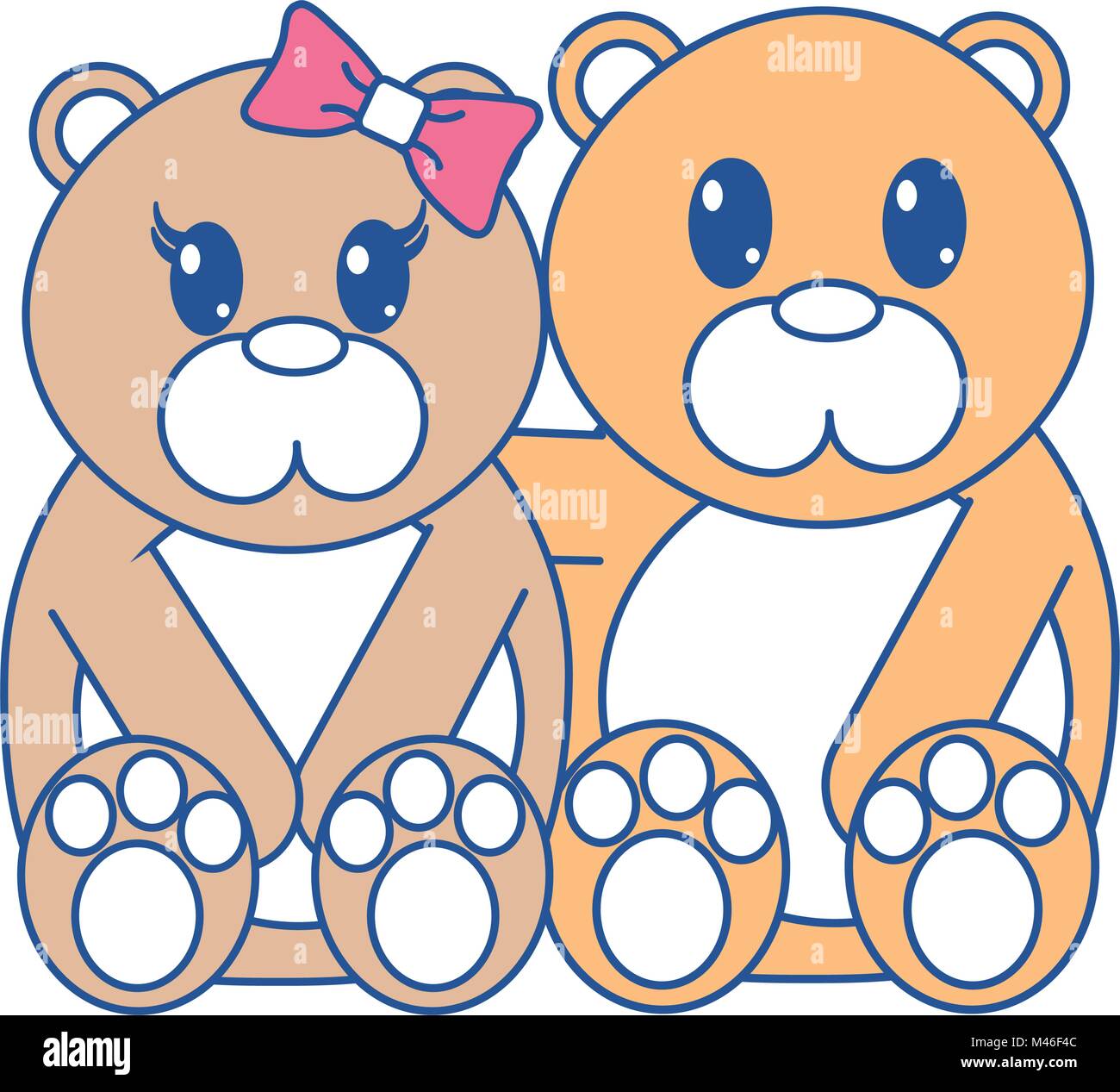 line color bear couple cute animal together Stock Vector Image & Art ...