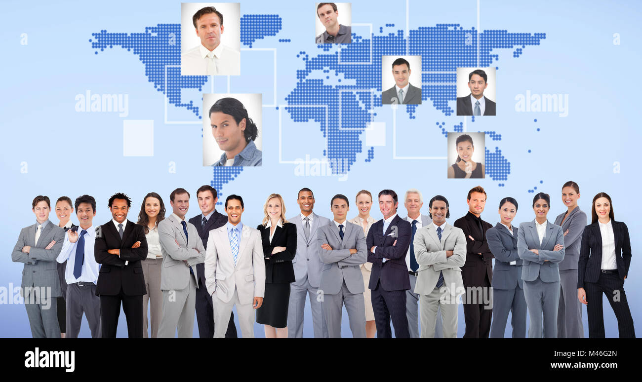 Composite image of business people standing up Stock Photo - Alamy