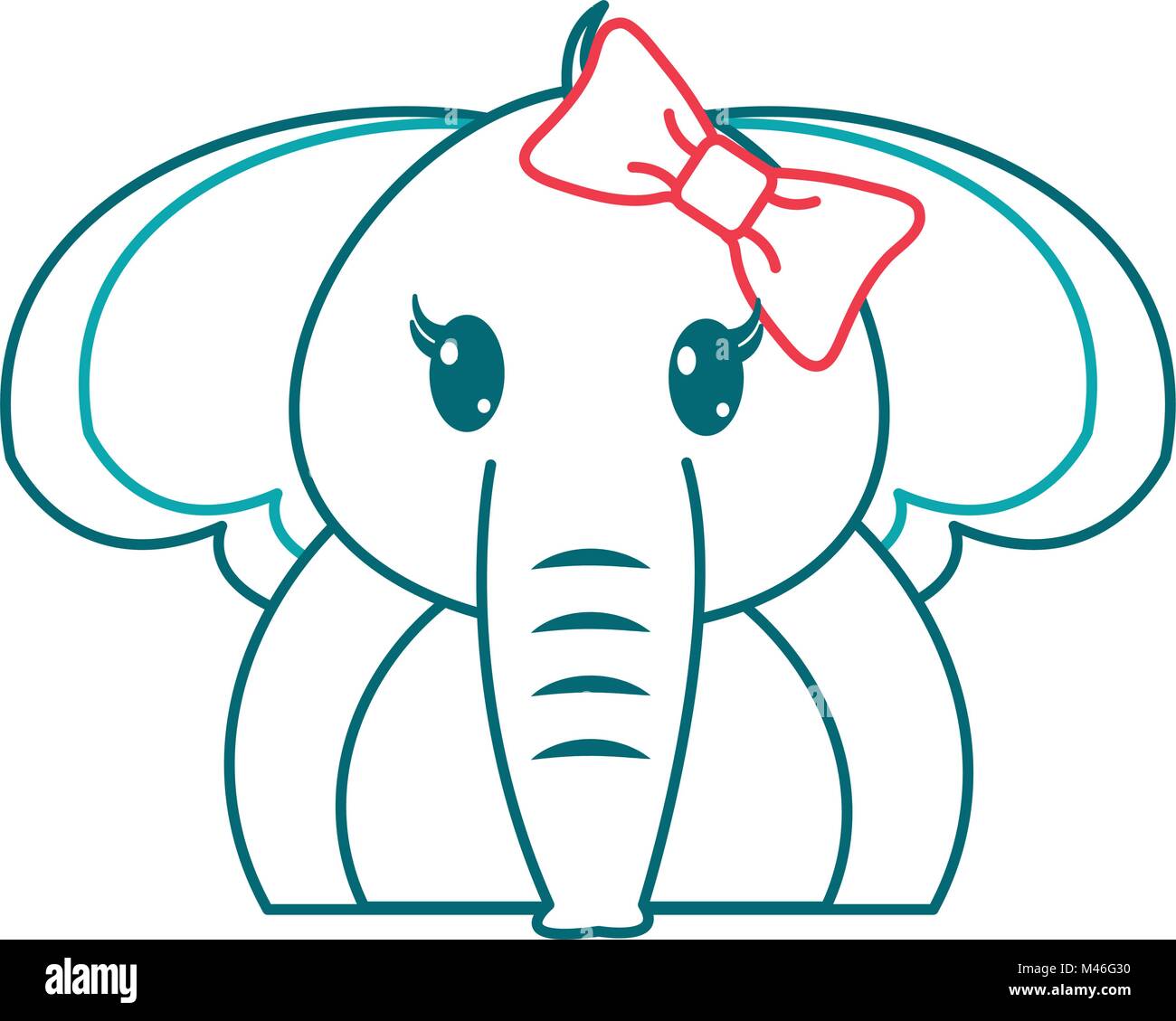 color line adorable female elephant cute animal Stock Vector Image ...