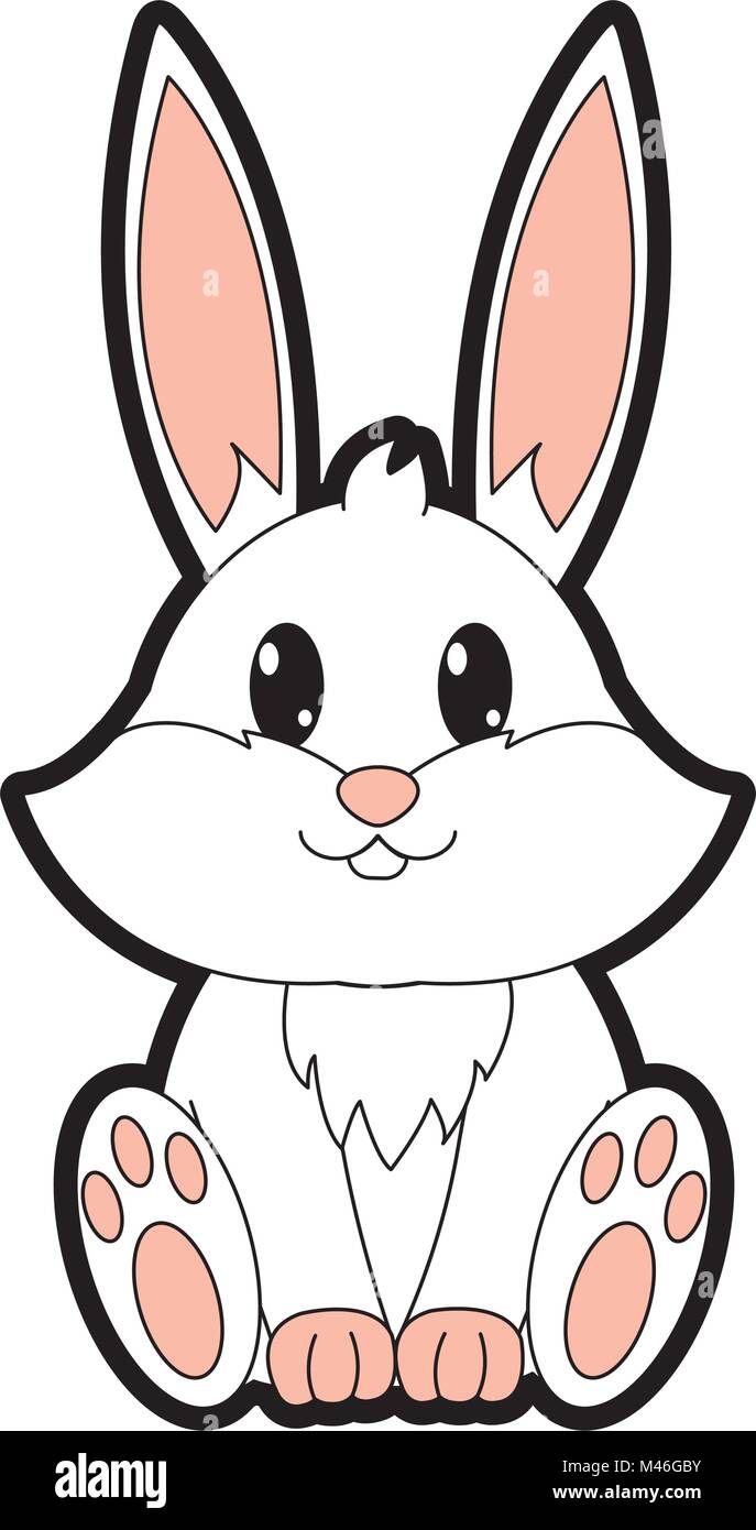 full color rabbit cute wild animal character Stock Vector Image & Art ...