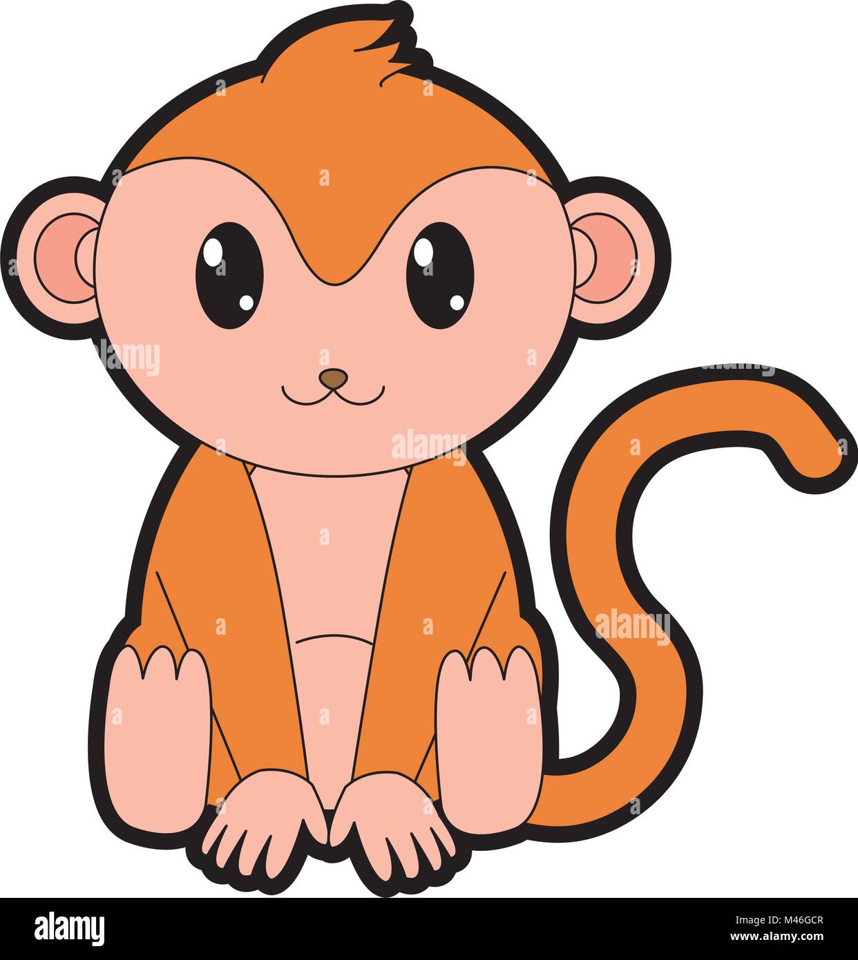 full color monkey cute wild animal character Stock Vector Image & Art ...