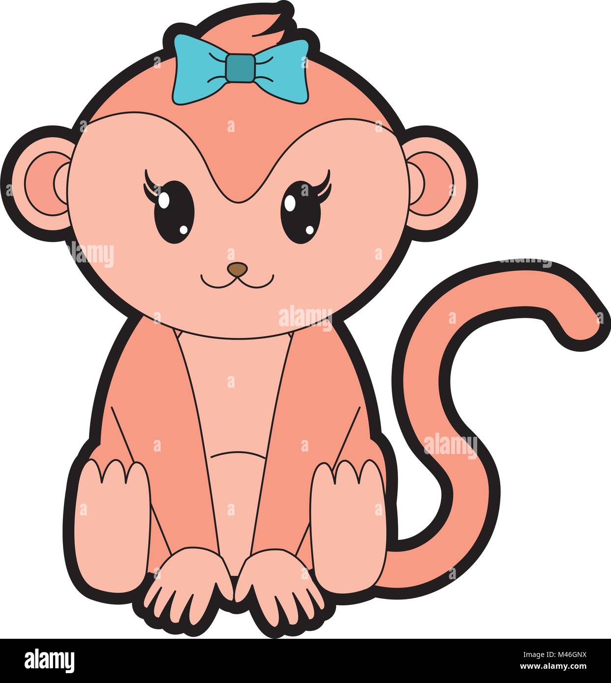 Cartoon Monkey With Bow